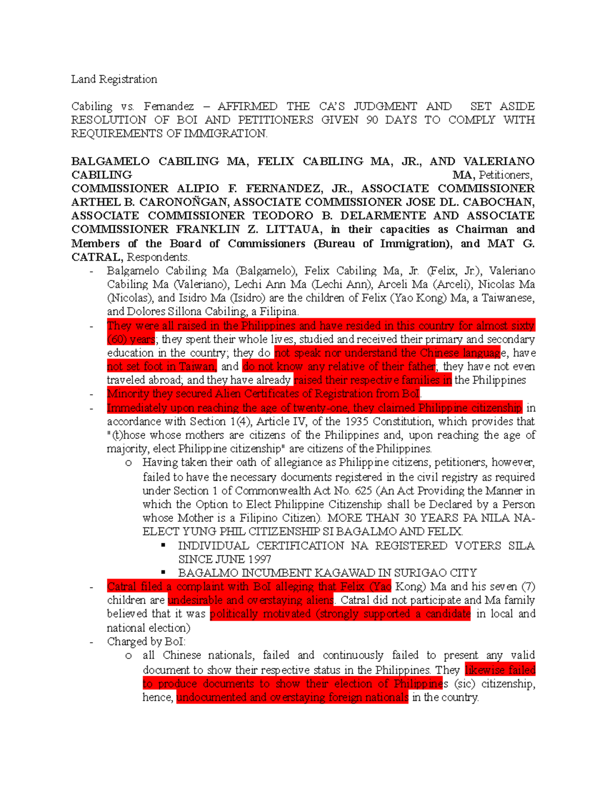 Cabiling-vs - None - Land Registration Cabiling vs. Fernandez ...