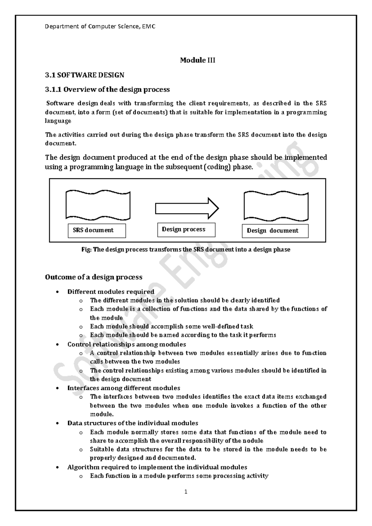 Module III - PCA lecture notes - Module III 3 SOFTWARE DESIGN 3.1 ...