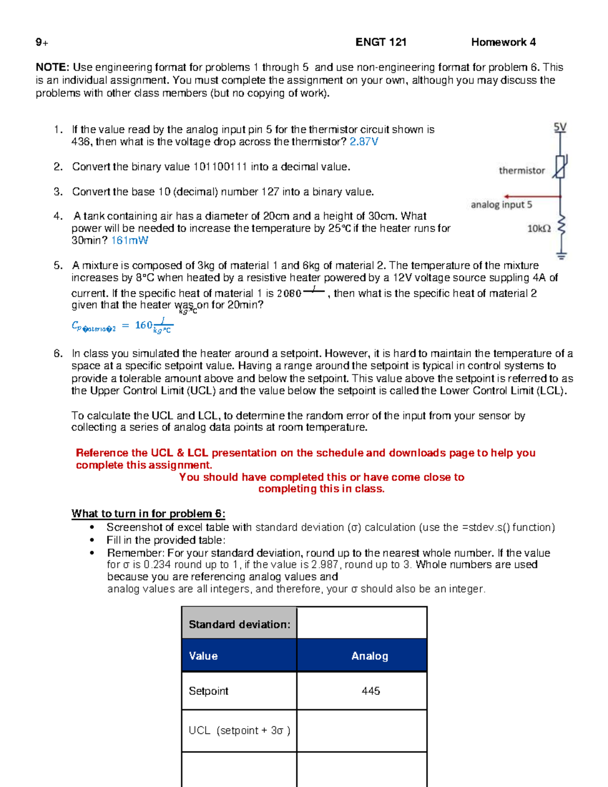 ENGT 121 Homework4 - 𝐶 = 160 9+ ENGT 121 Homework 4 NOTE: Use ...