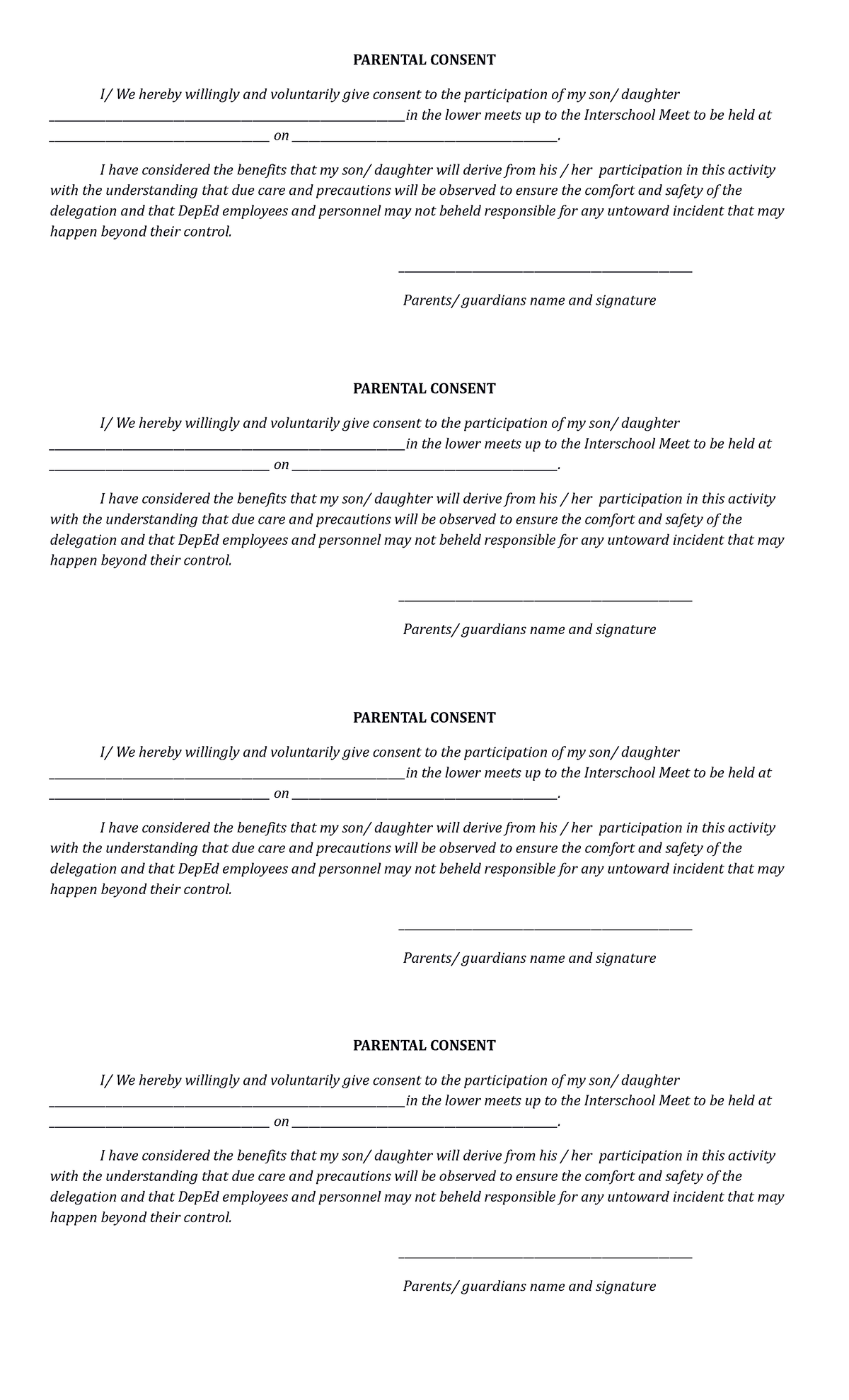 Parental Consent PARENTAL CONSENT I We Hereby Willingly And parental-consent-parental-consent-i-we-hereby-willingly-and
