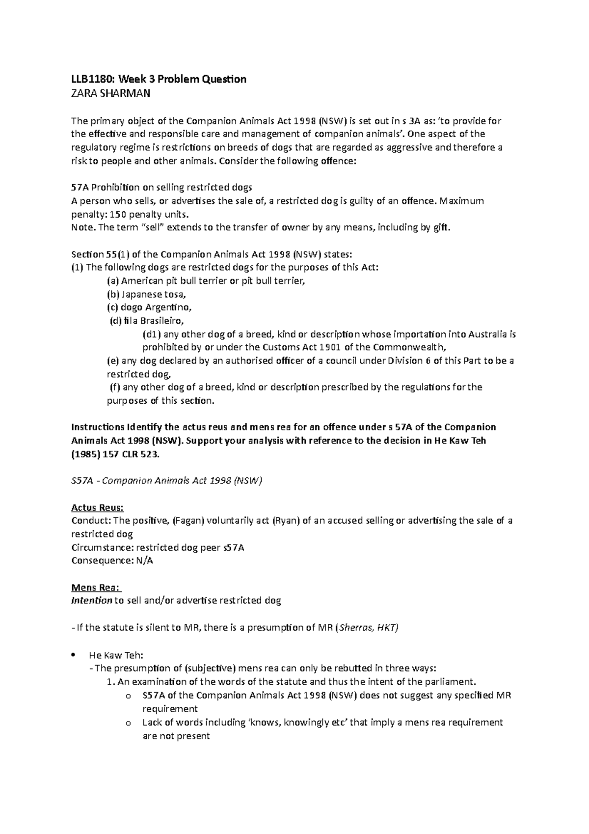 LLB1180- week 3 problem question - LLB1180: Week 3 Problem Quesion ZARA ...