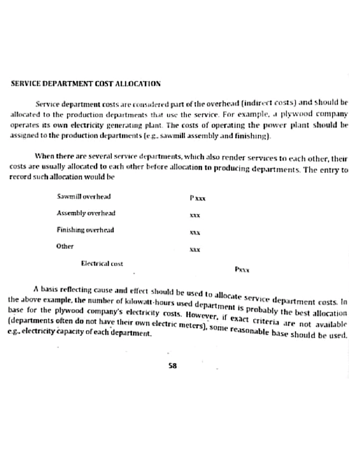 Cost SCA - service cost allocation - BS accountancy - Studocu