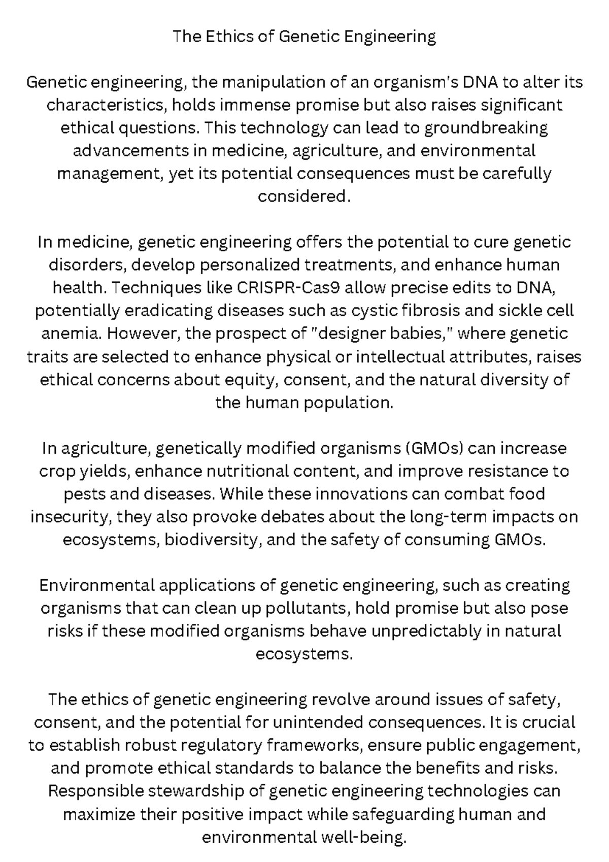 Add a little bit of body text - The Ethics of Genetic Engineering ...