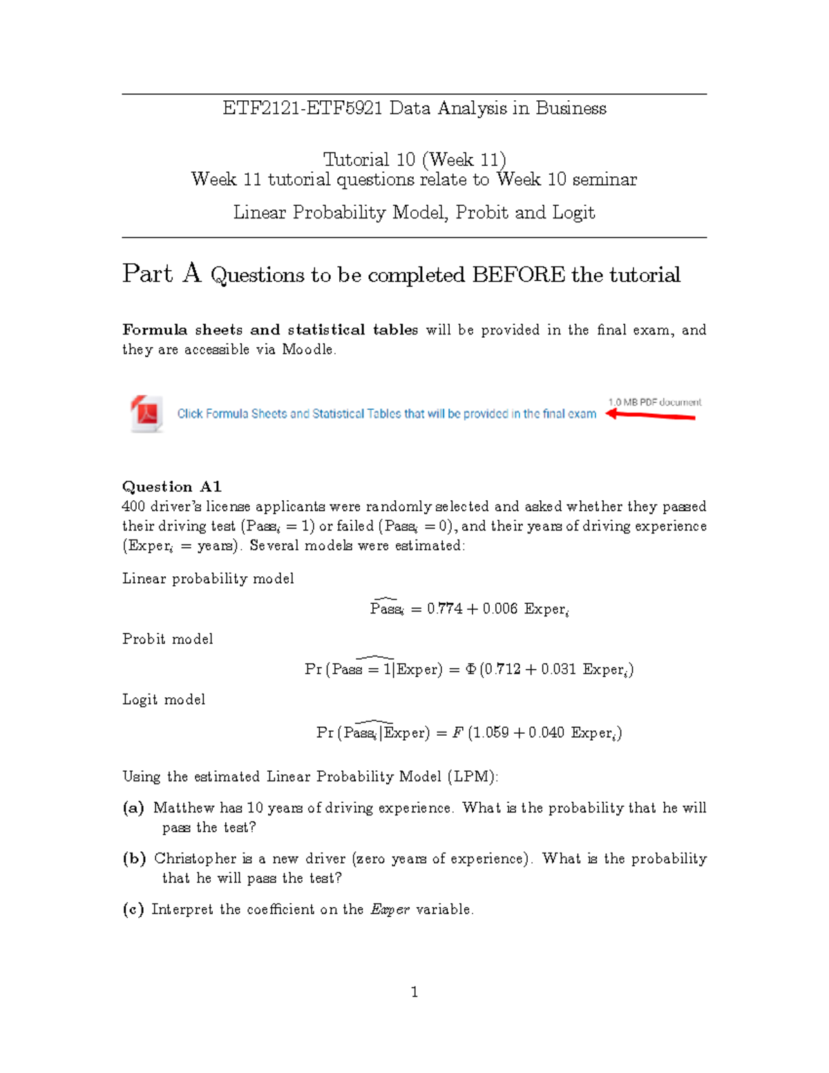 Tutorial 10 - ETF2121-ETF5921 Data Analysis in Business Tutorial 10 (Week 11) Week 11 tutorial ...