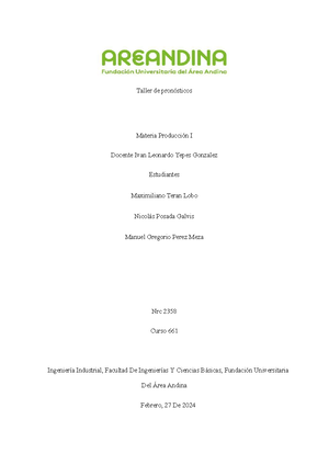 Produccion II Actividad eje 2 - Estrategias de la planeación de la producción Autores: Andrés ...