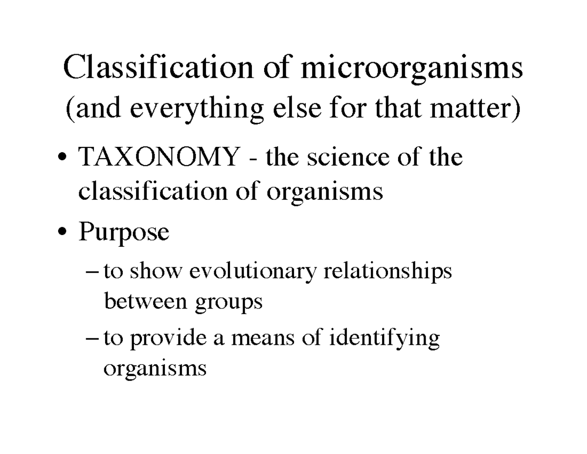 BIO244-Lec13 - Good Notes. - Classification of microorganisms (and ...