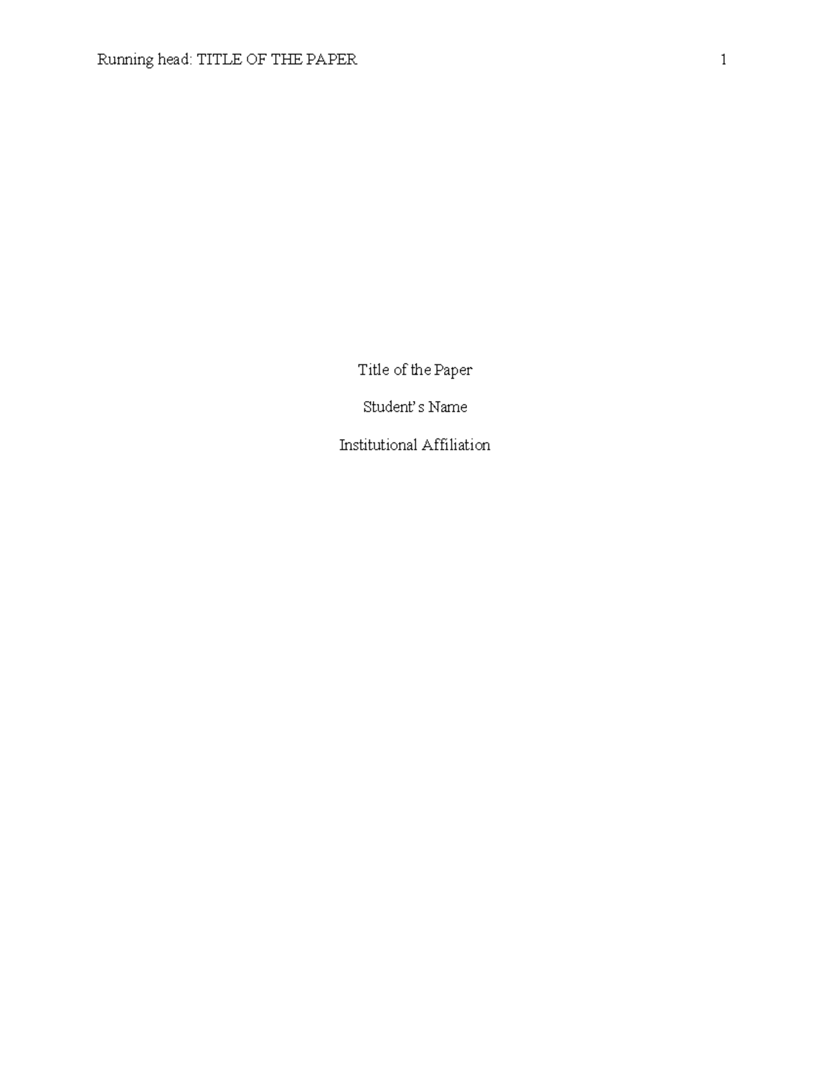 APA+template - For reference in APA format - Running head: TITLE OF THE ...