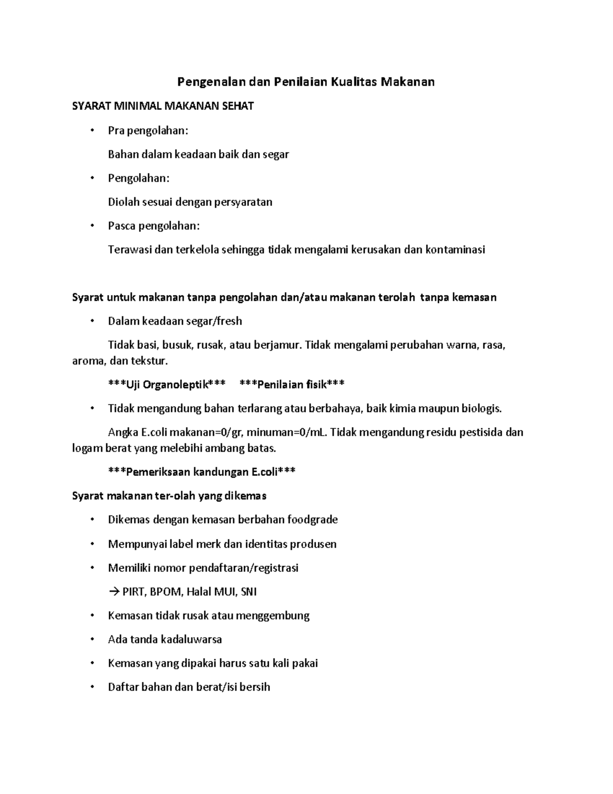 Materi Pengenalan dan Penilaian Kualitas Makanan pdf - Pengenalan dan ...