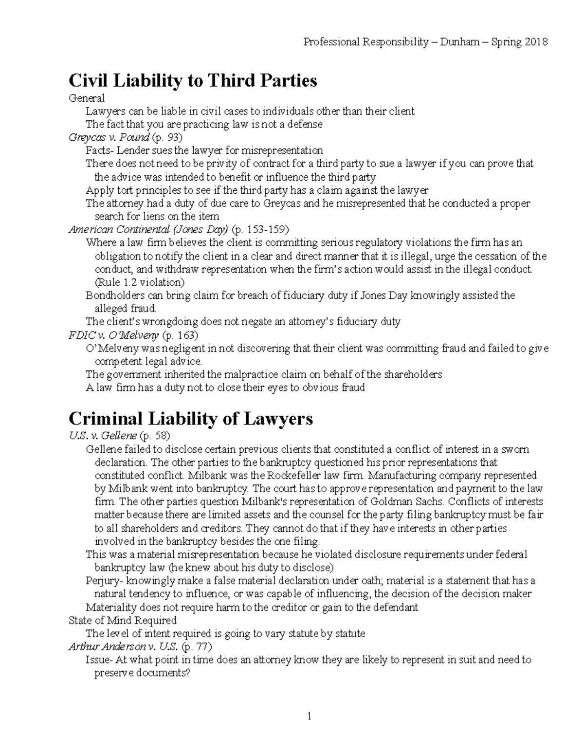 Professional Responsibility Outline - Civil Liability to Third Parties ...