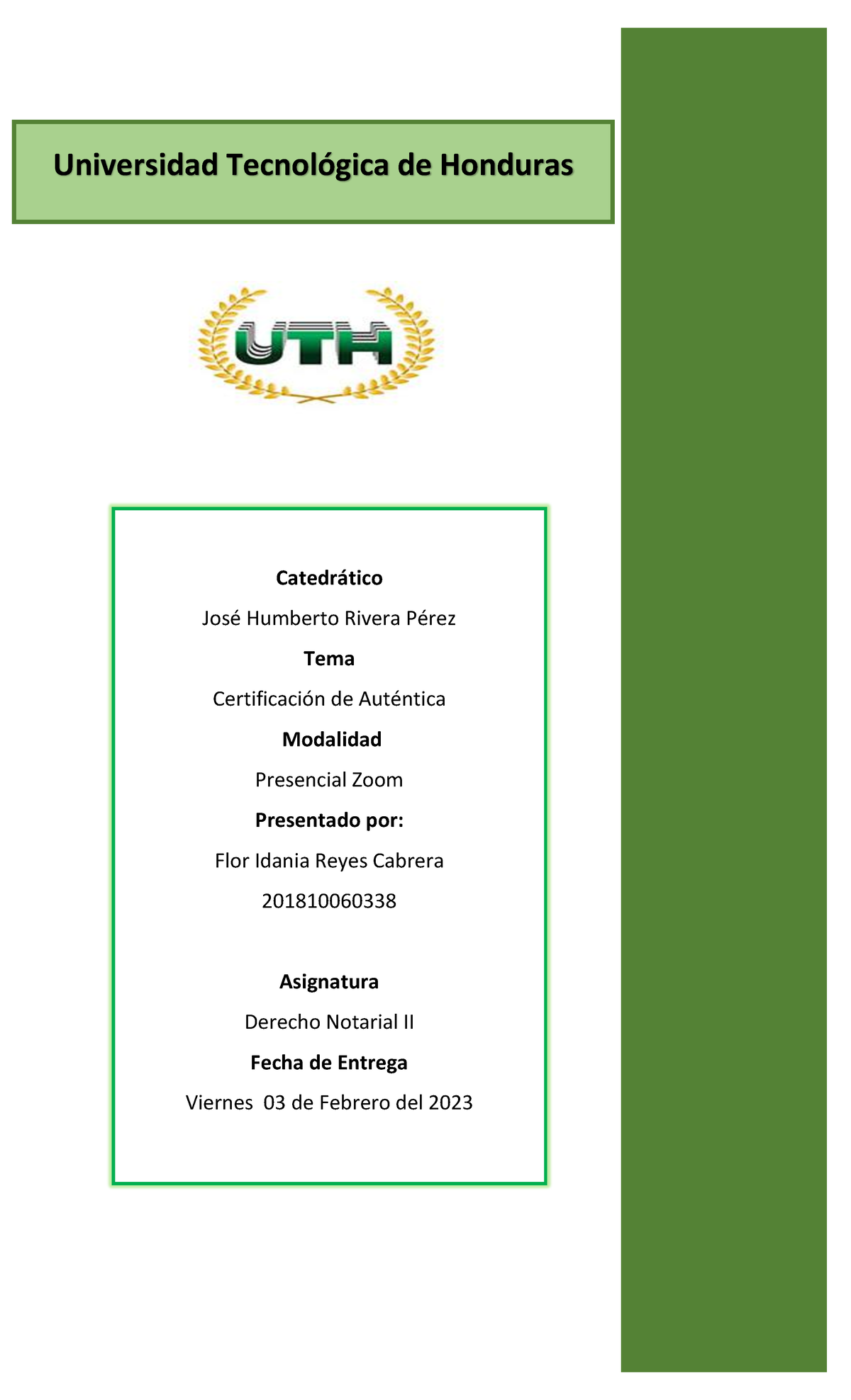 Certificado de Autenticidad de firma Flor Idania Reyes - Universidad ...