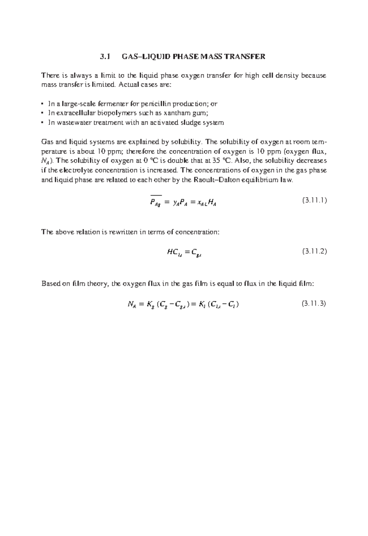GAS– Liquid Phase MASS Transfer - 3 GAS–LIQUID PHASE MASS TRANSFER ...