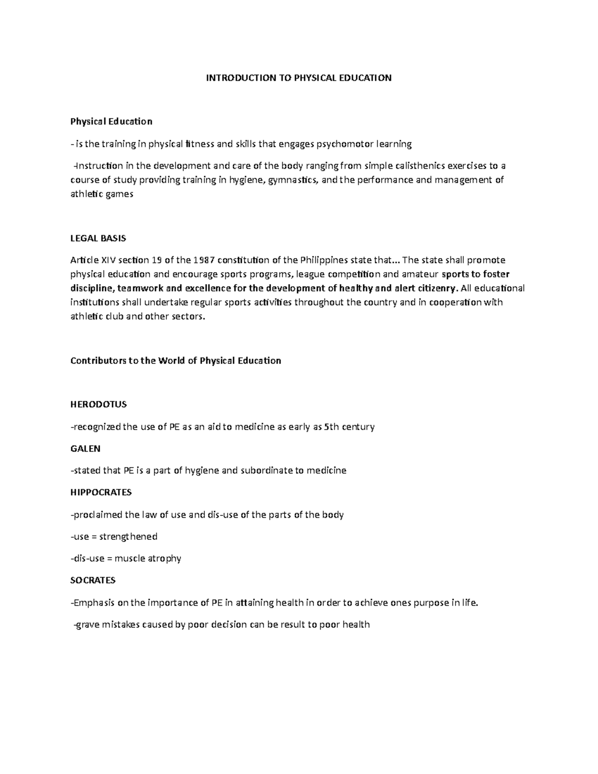 Introduction TO Physical Education - INTRODUCTION TO PHYSICAL EDUCATION ...