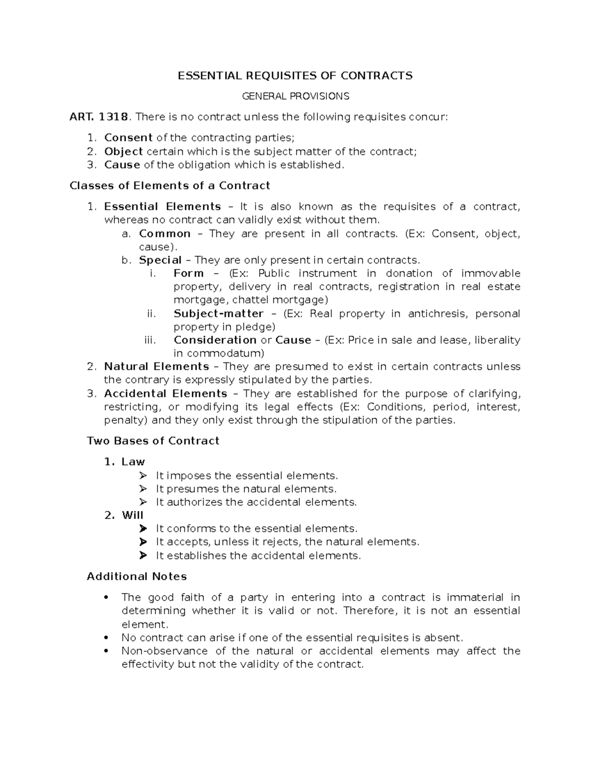 Essential Requisites of Contracts (Articles) - ESSENTIAL REQUISITES OF ...
