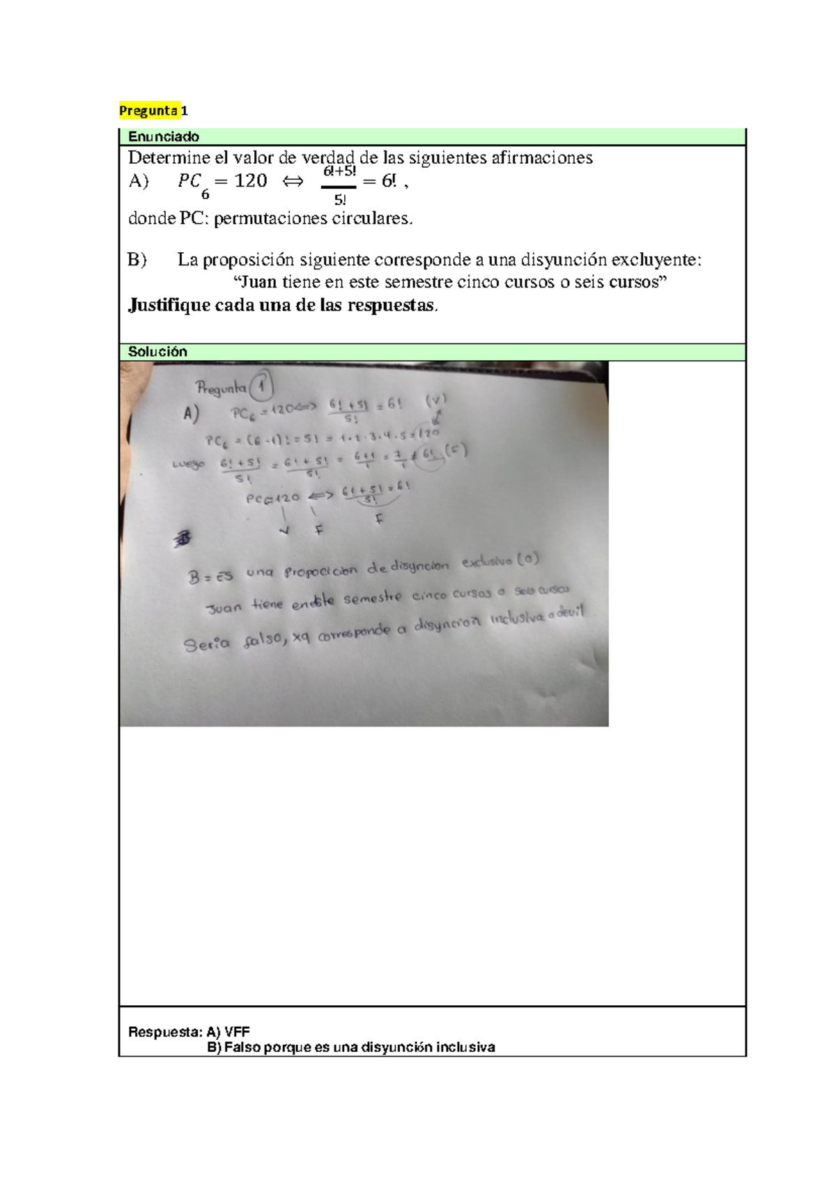 T2 MATE- Discreta-Desarrollado - Enunciado Determine el valor de verdad ...