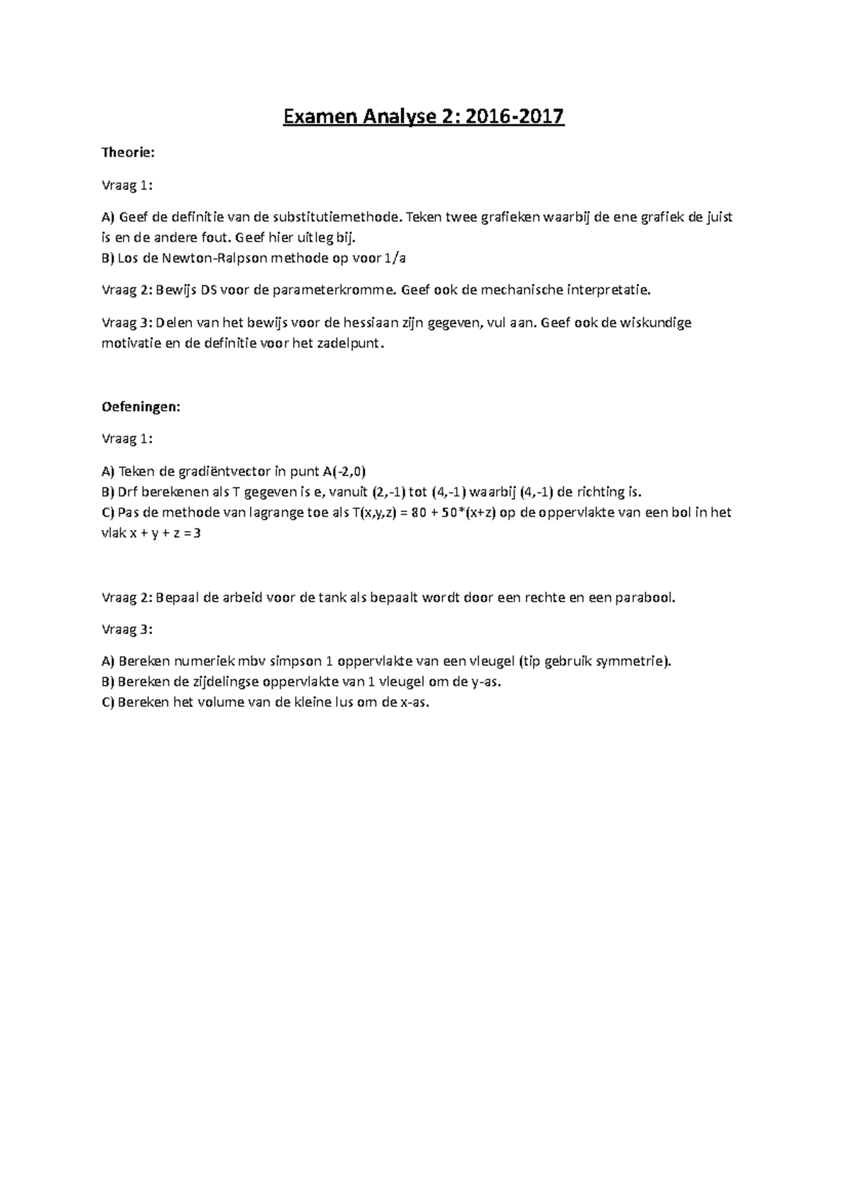 Examen Analyse 2 [1617] - Examen Analyse 2: 2016- Theorie: Vraag 1: A ...