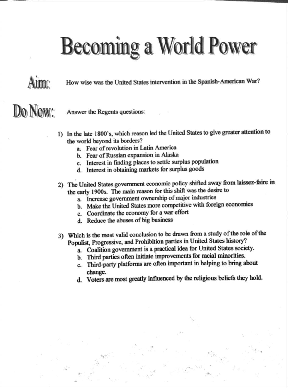 Becoming A World Power Lesson #2 - Studocu