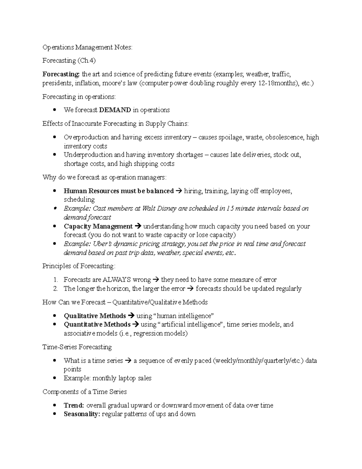 Operations notes exam - final ops exam - Operations Management Notes ...