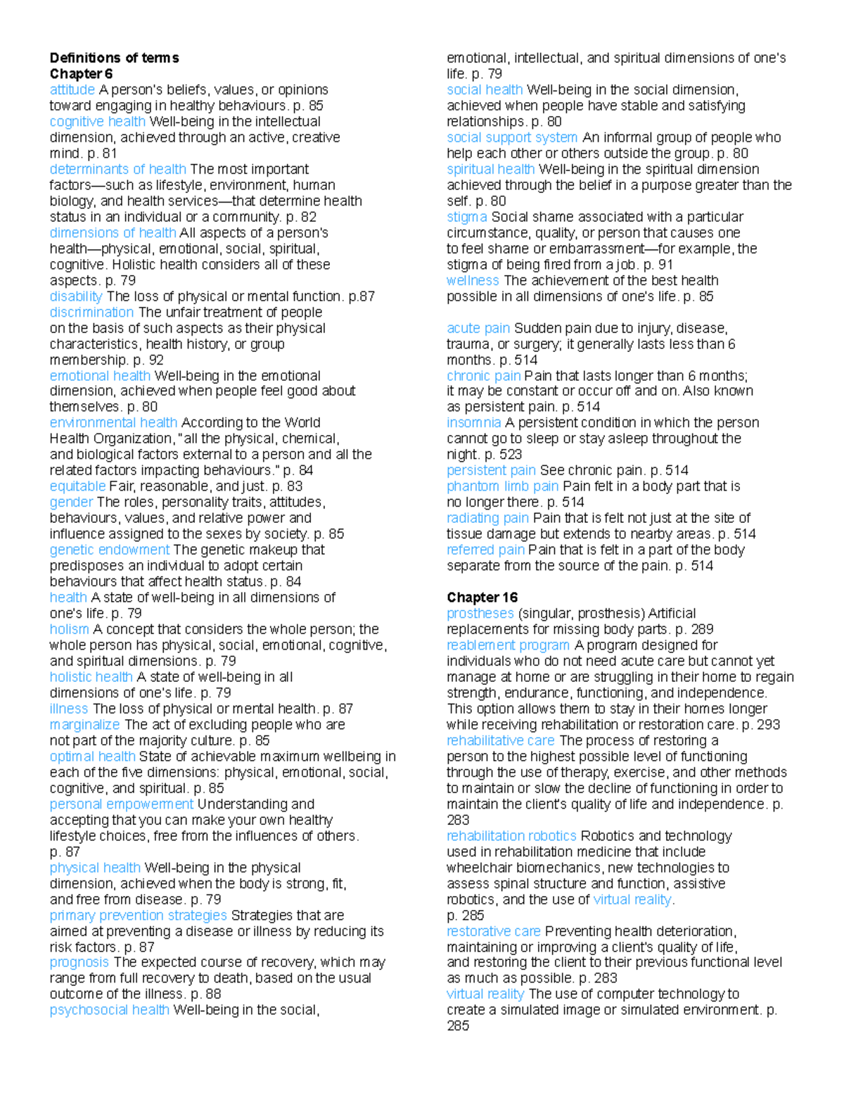 Definitions of terms - notes - Definitions of terms Chapter 6 attitude ...