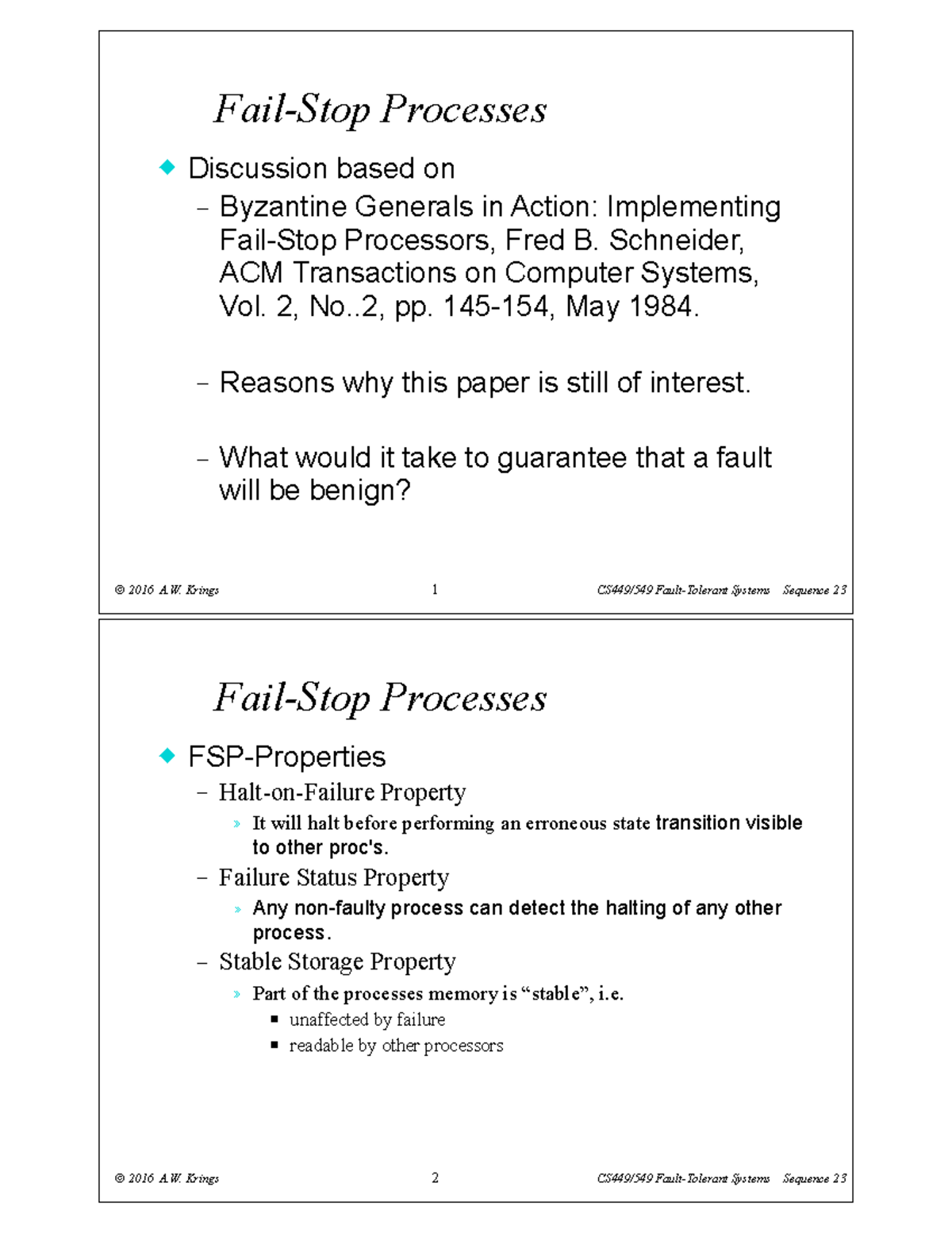 449-16-23 - dfvdfv - © 2016 A. Krings CS449/549 Fault-Tolerant Systems ...