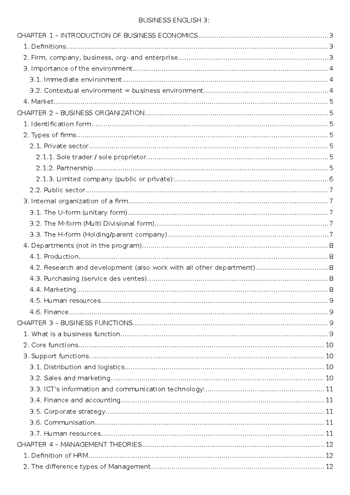 Business english 3 (S3) - BUSINESS ENGLISH 3: CHAPTER 1 – INTRODUCTION ...