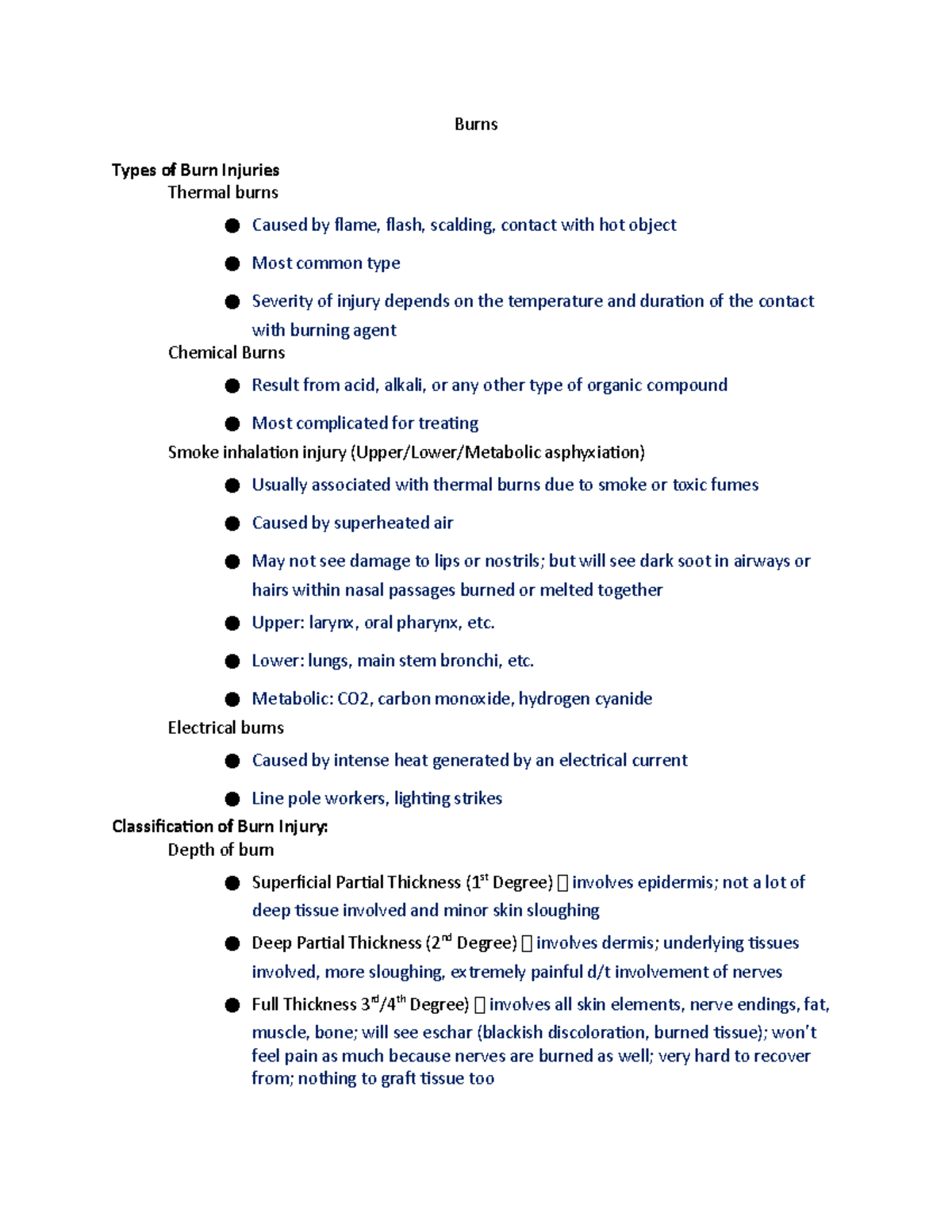 Burn Notes - Burns Types of Burn Injuries Thermal burns Caused by flame ...