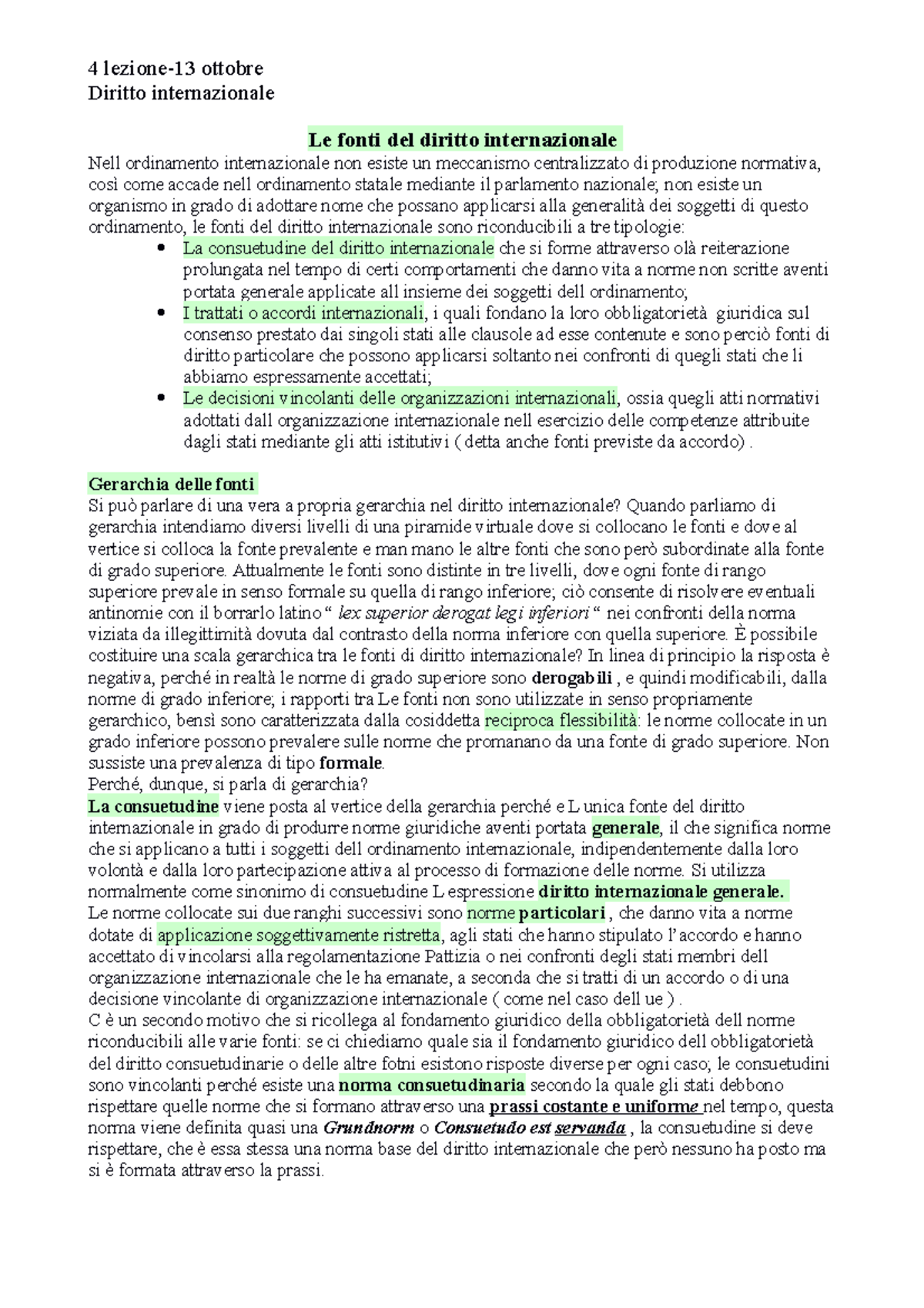 Internazionale 4 - Diritto internazionale Le fonti del diritto ...