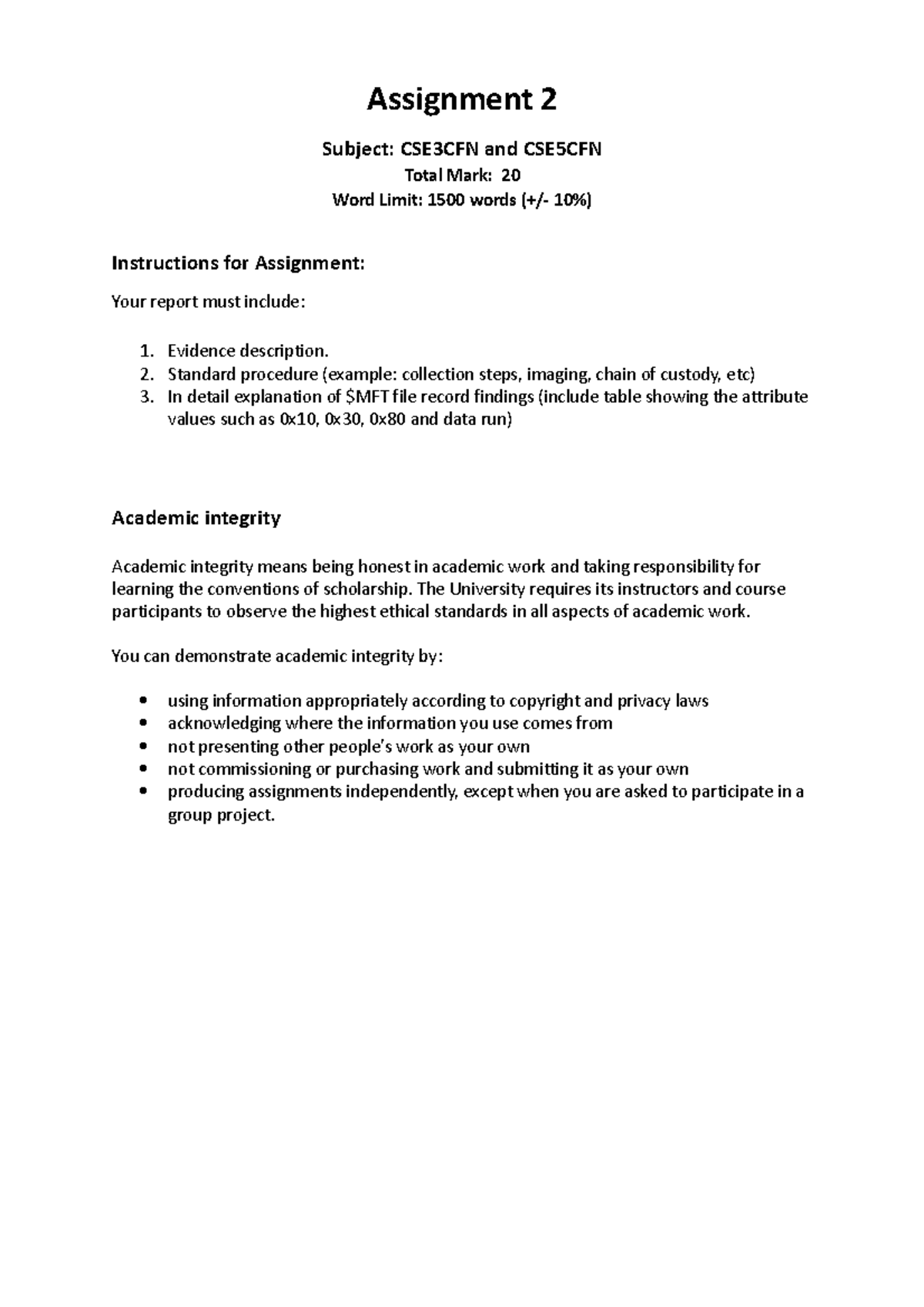 Assignment 2 - Assessment - Assignment 2 Subject: CSE3CFN and CSE5CFN ...