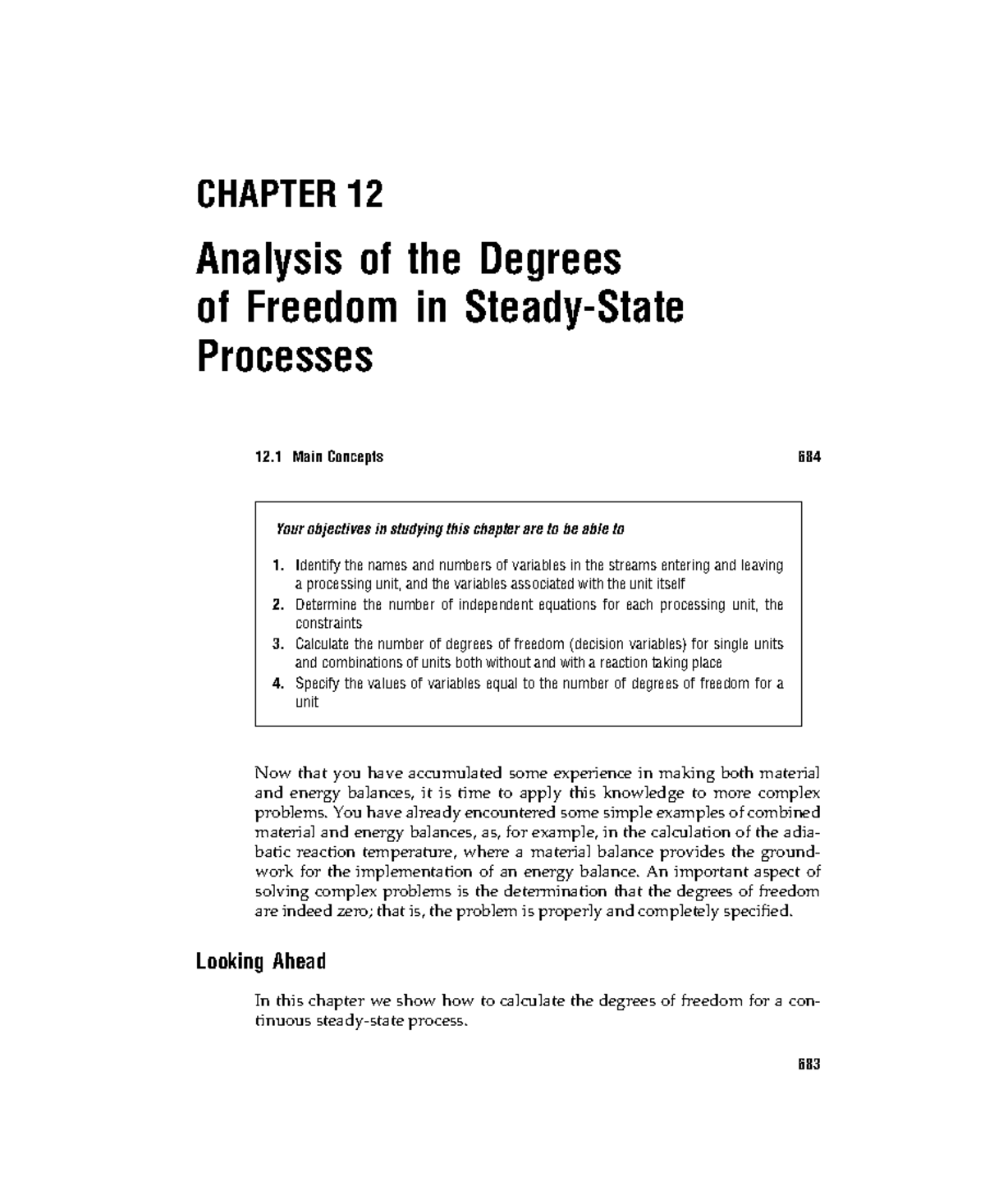 CH12 - 화학공정계산 - 683 CHAPTER 12 Analysis of the Degrees of Freedom in Steady-State Processes 12 ...