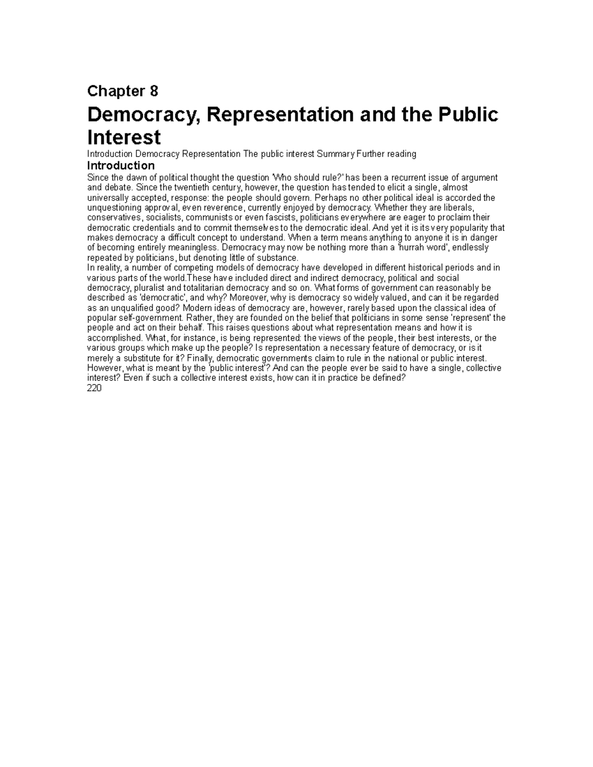 Democracy Andrew Heywood - Chapter 8 Democracy, Representation and the ...