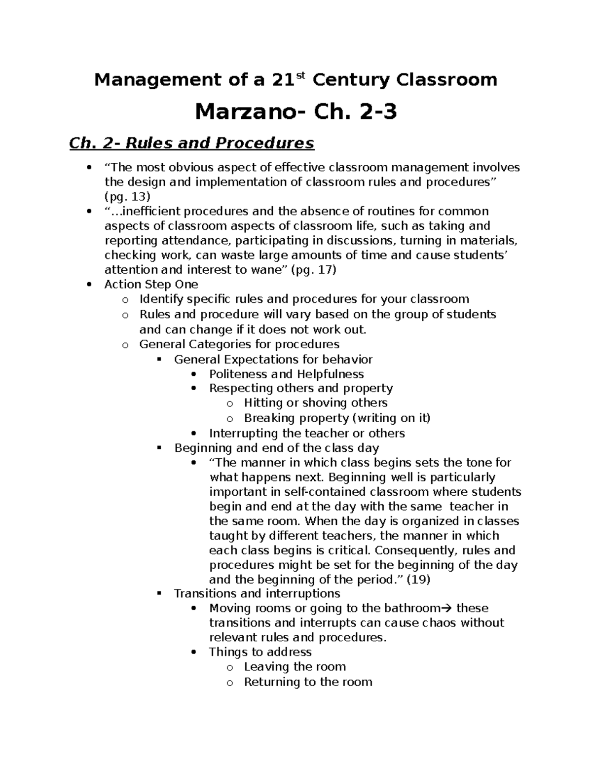 Book Notes Wong and Marzano - Management of a 21st Century Classroom ...