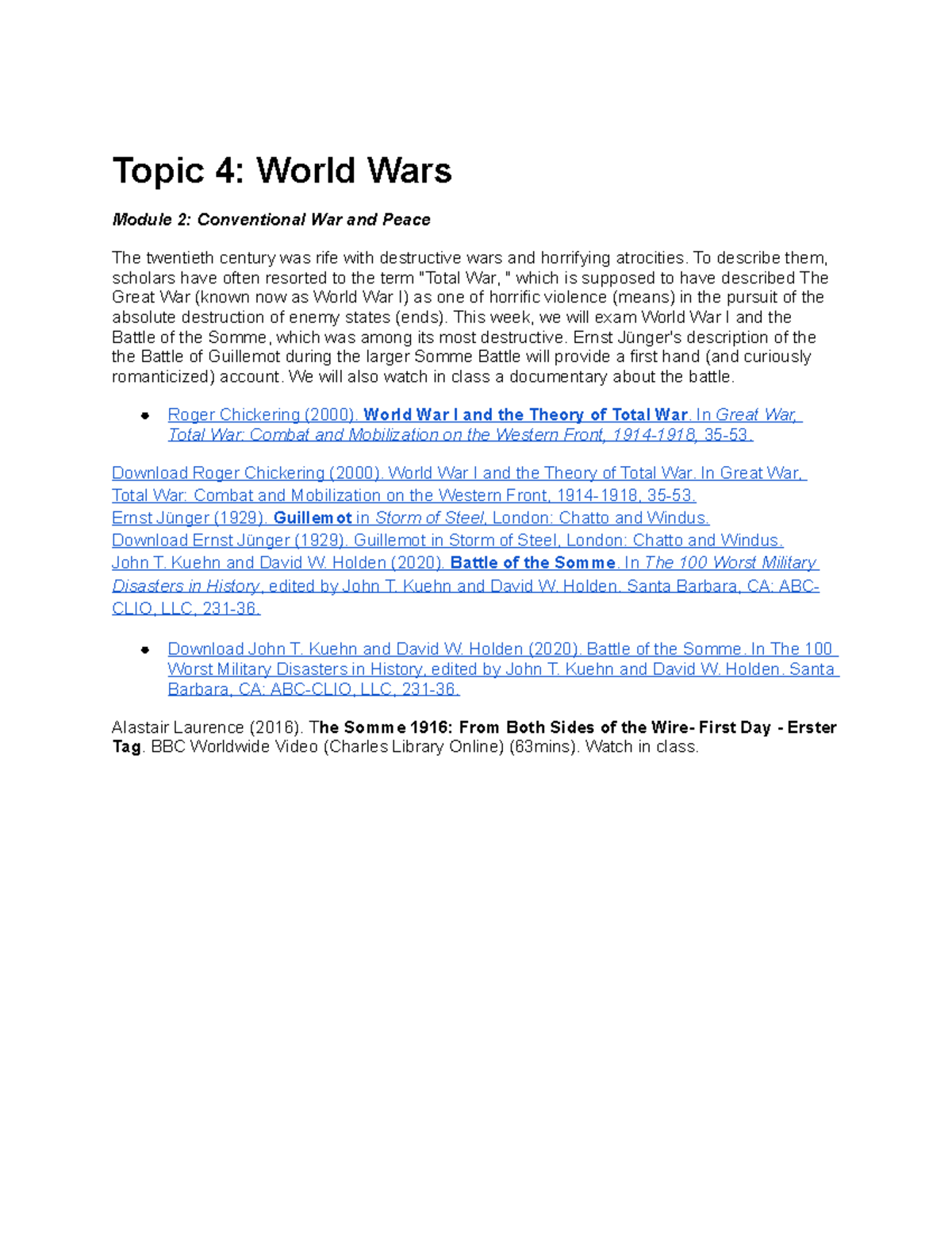 Topic 4 World Wars - Topic 4: World Wars Module 2: Conventional War and ...