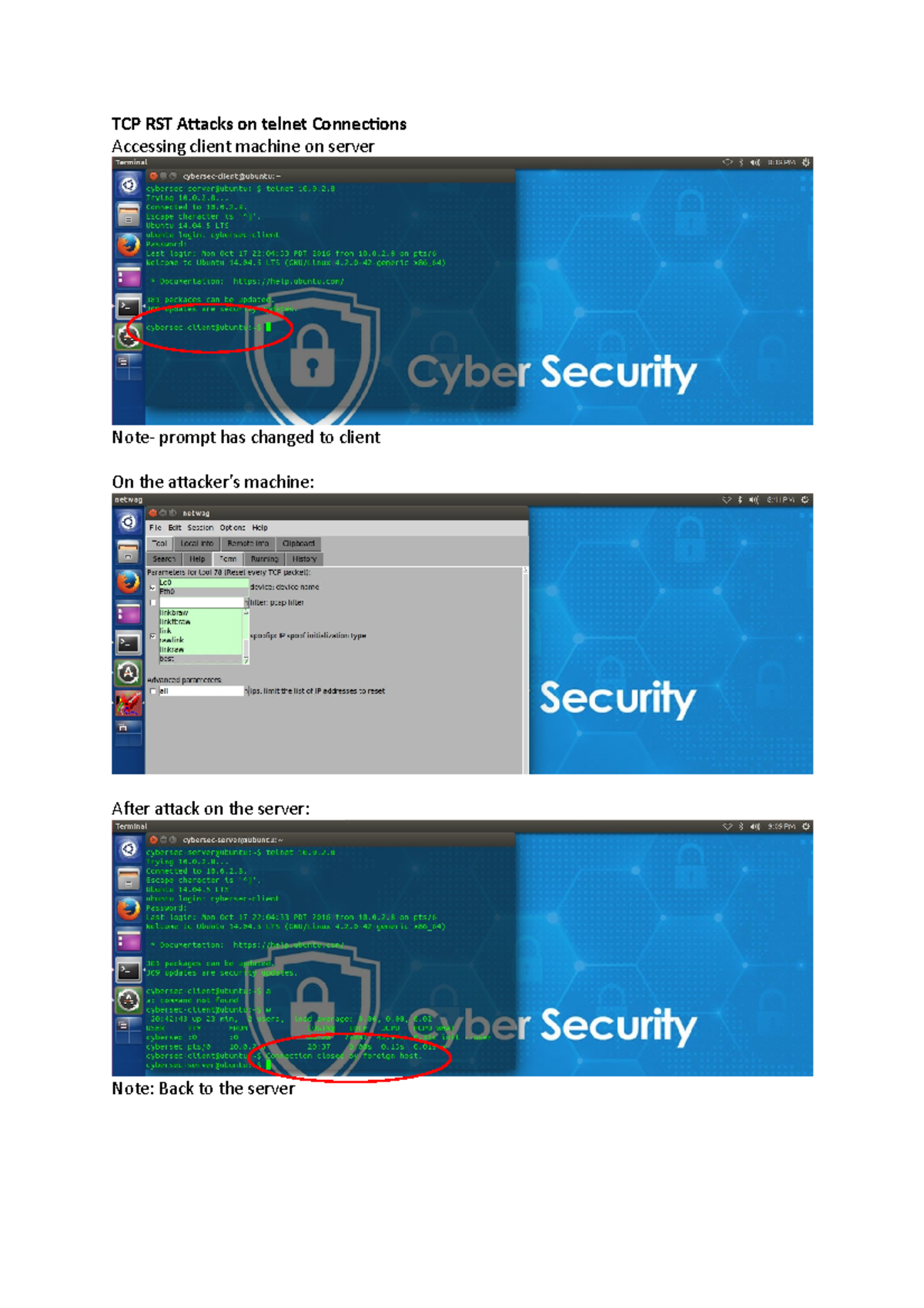 Lab 6 Tcp Rst Attacks On Telnet Connections Tcp Rst Attacks On