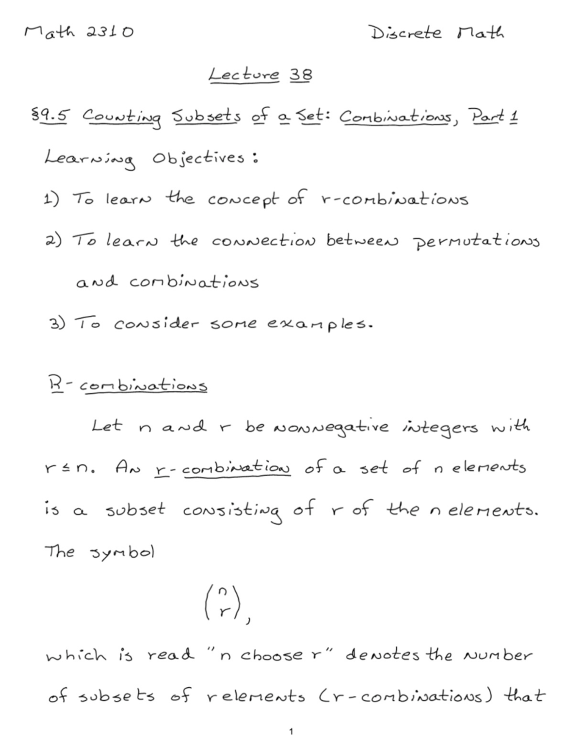 lesson 9.5 part 1 - MATH 2310 - Studocu