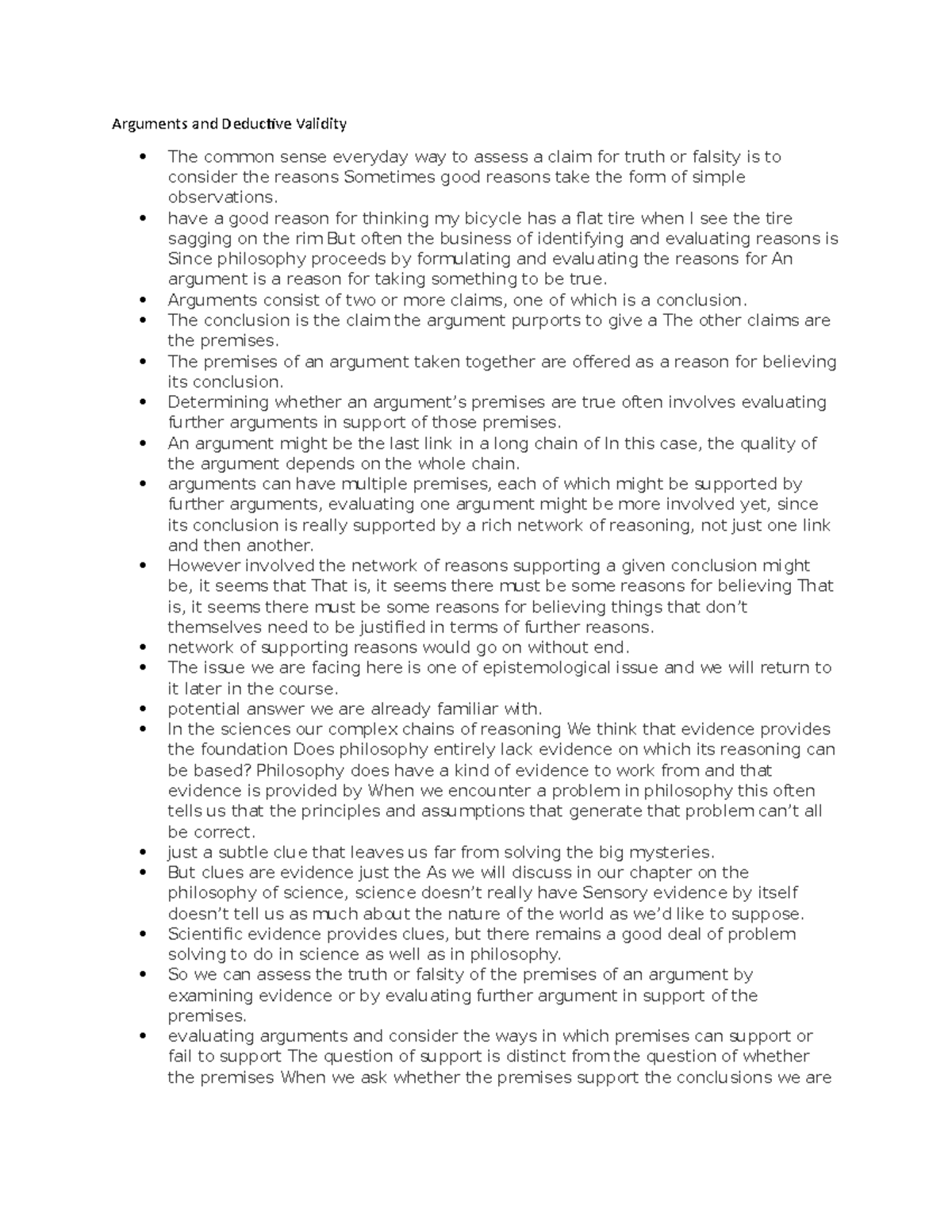 Arguments and Deductive Validity - PHI 2010-01C - EFSC - Studocu