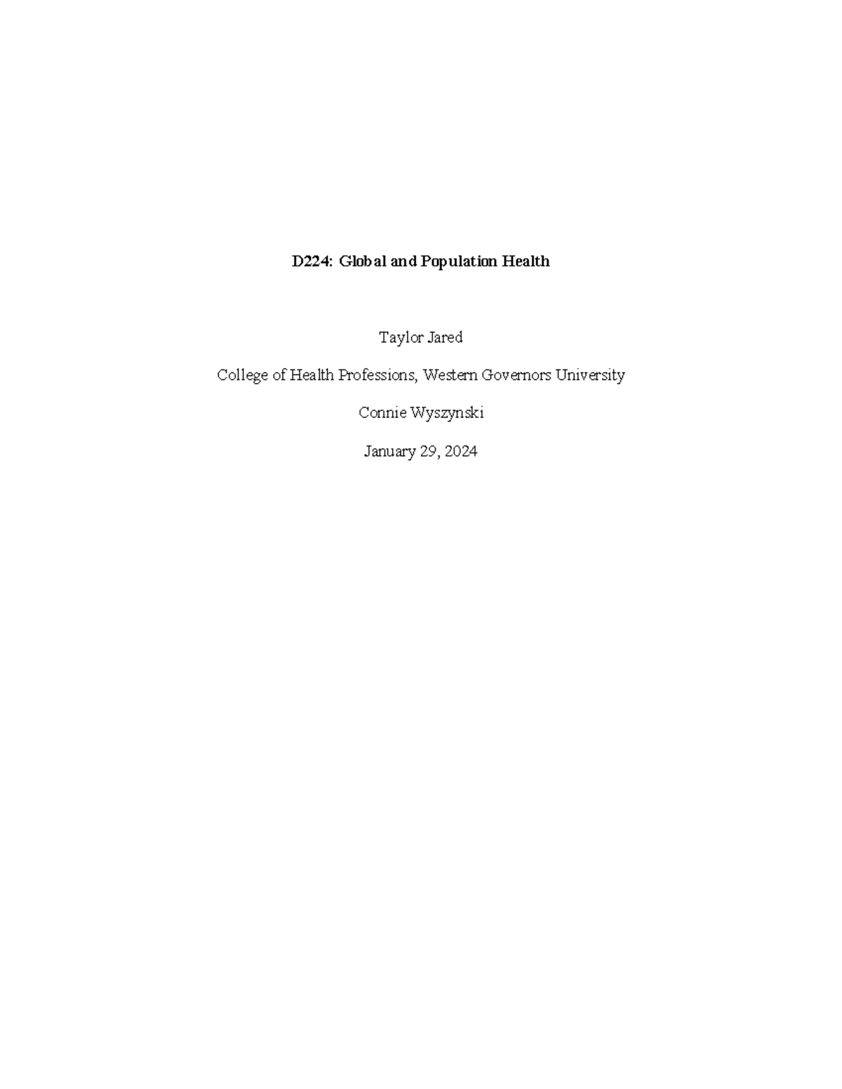 D224 NJM1 Taylor Jared - d224 passed - D224: Global and Population ...