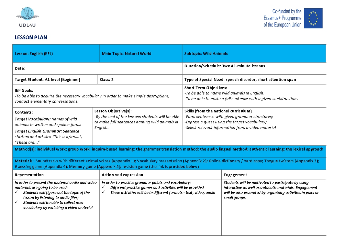 Udl-lesson-plan-english compress - Lesson: English (EFL) Main Topic ...