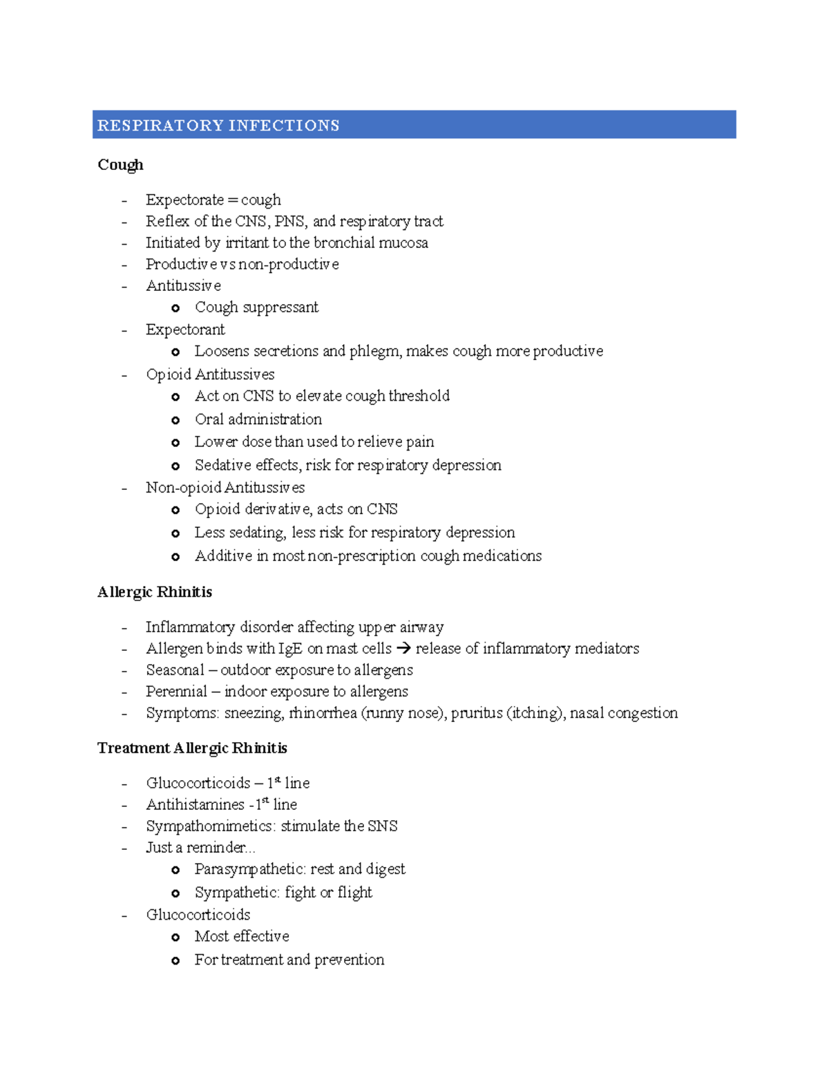 Respiratory Infections - RESPIRATORY INFECTIONS Cough - Expectorate ...
