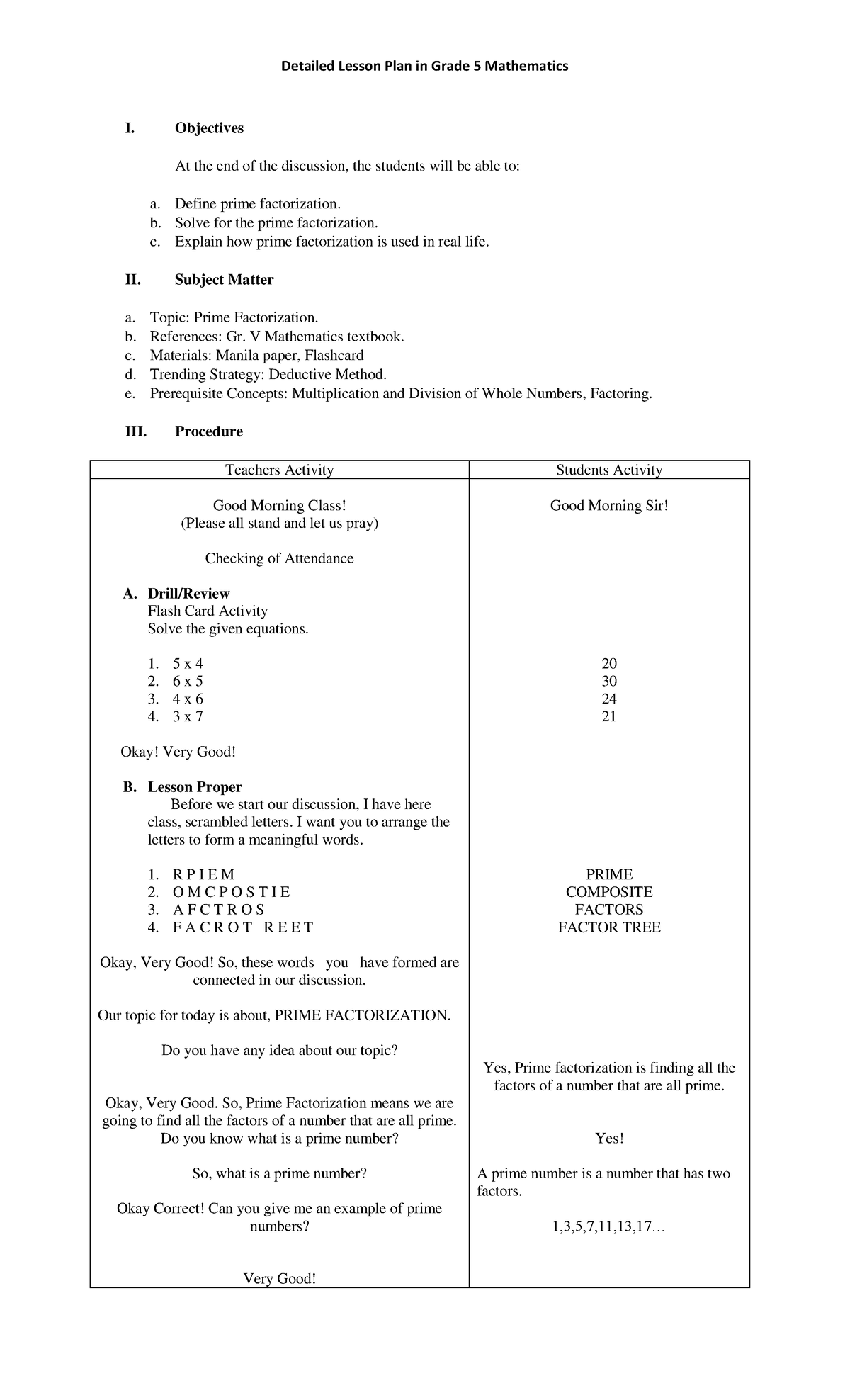 Pdfcoffee - none - Detailed Lesson Plan in Grade 5 Mathematics I ...