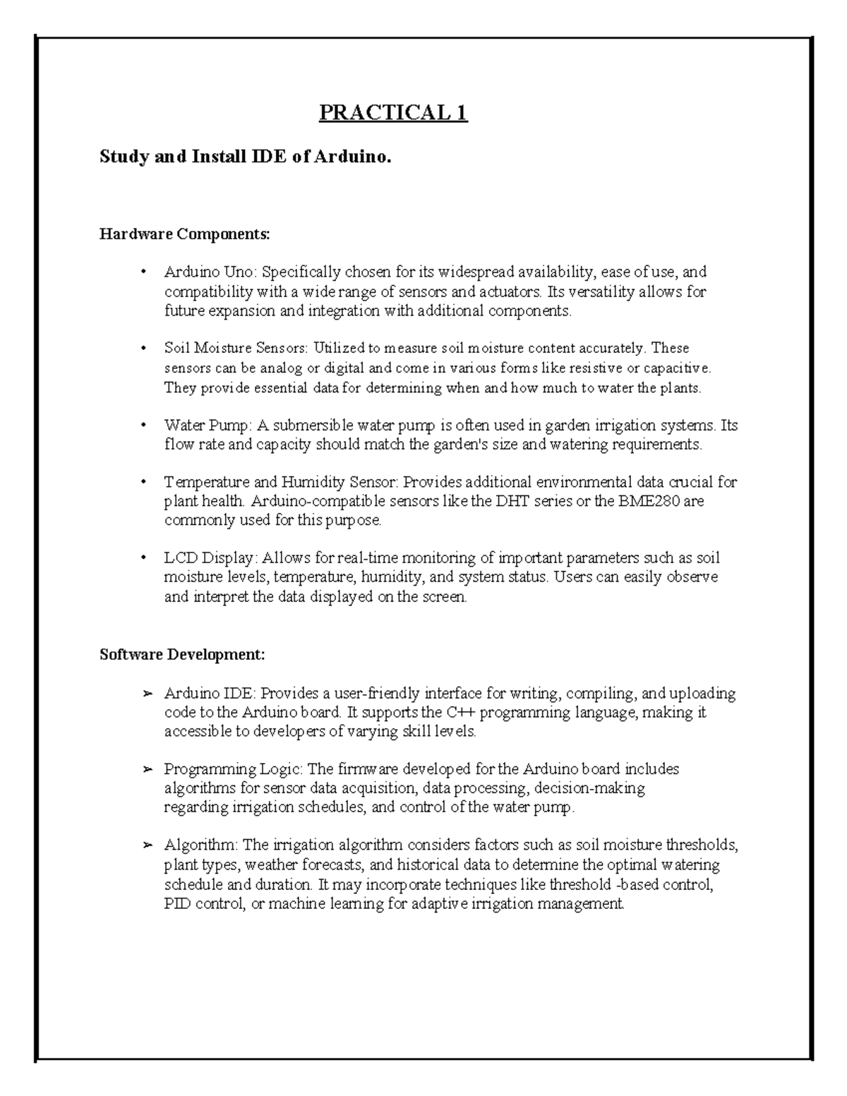 Internet-of-Things - PRACTICAL 1 Study and Install IDE of Arduino. Hardware Components ...
