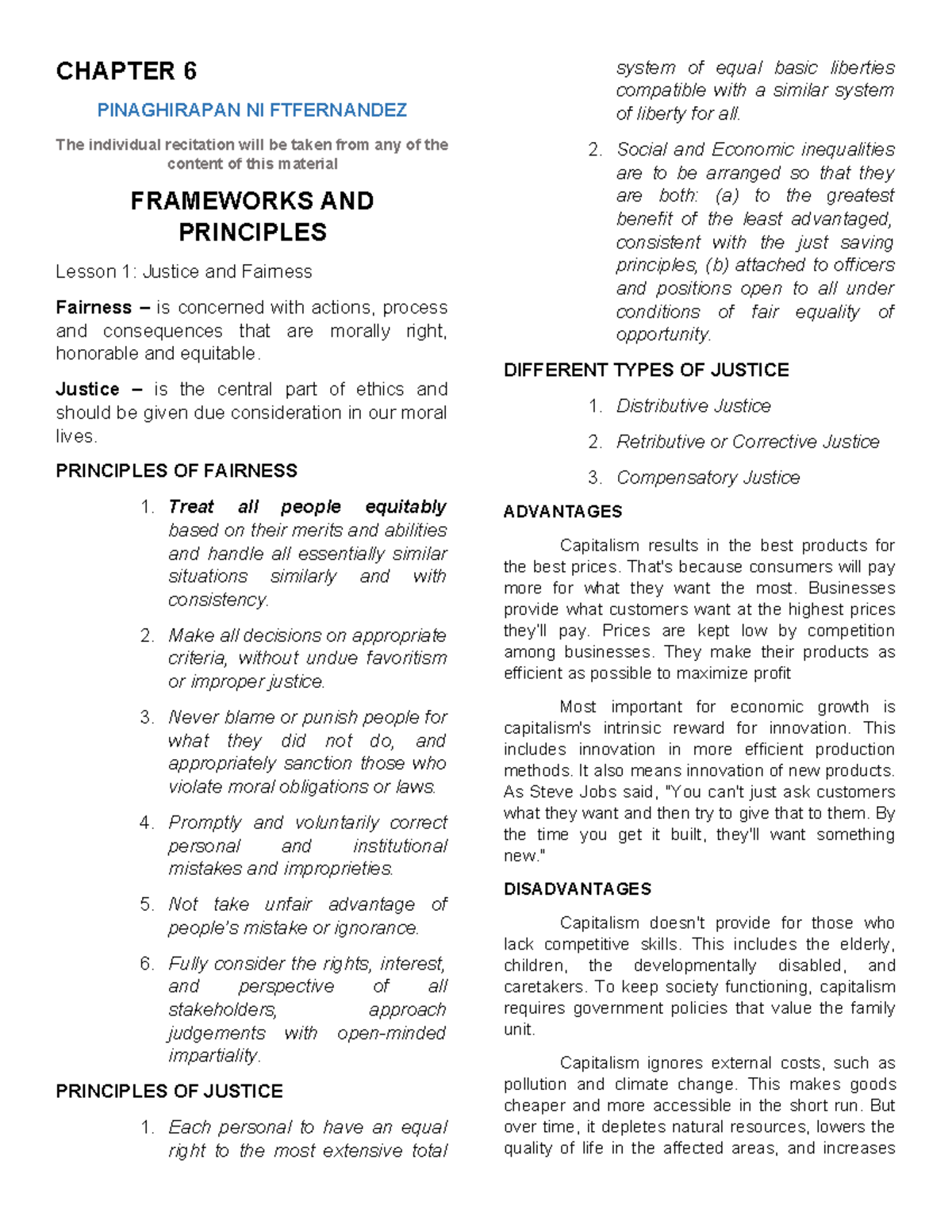 CH 6 - Frameworks and principle - CHAPTER 6 PINAGHIRAPAN NI FTFERNANDEZ The individual ...