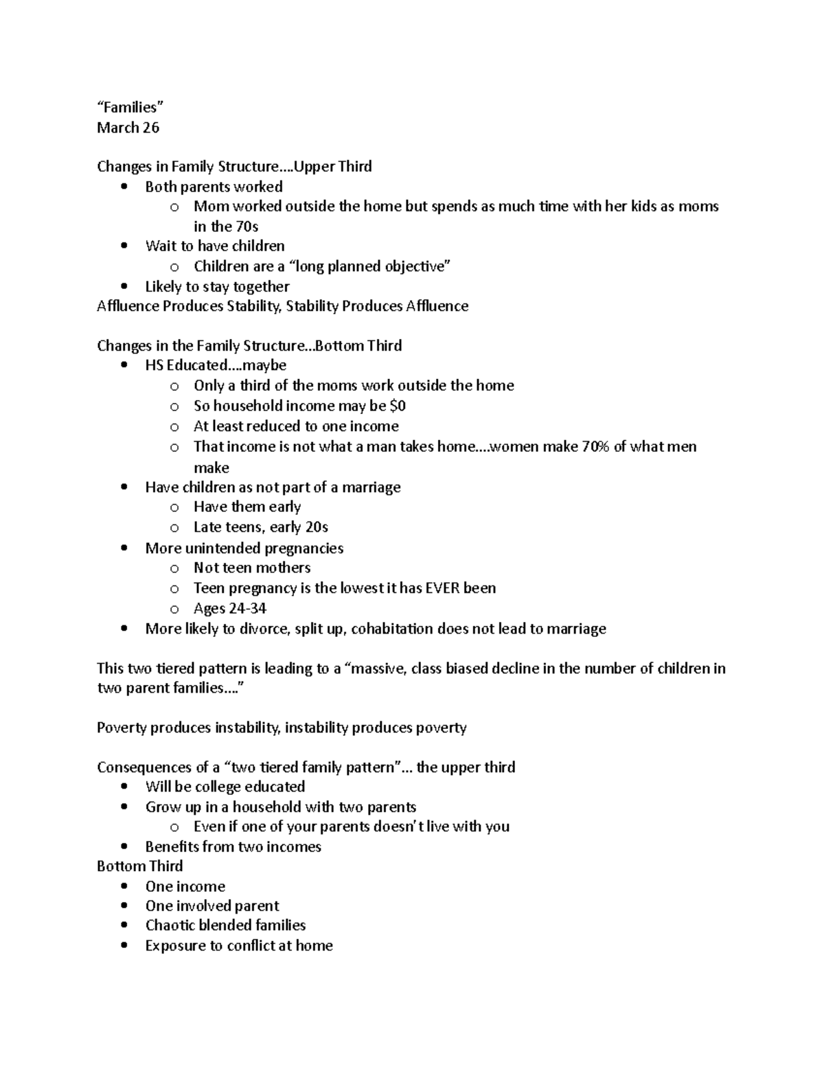Changing Family Structure March 26 - “Families” March 26 Changes in ...