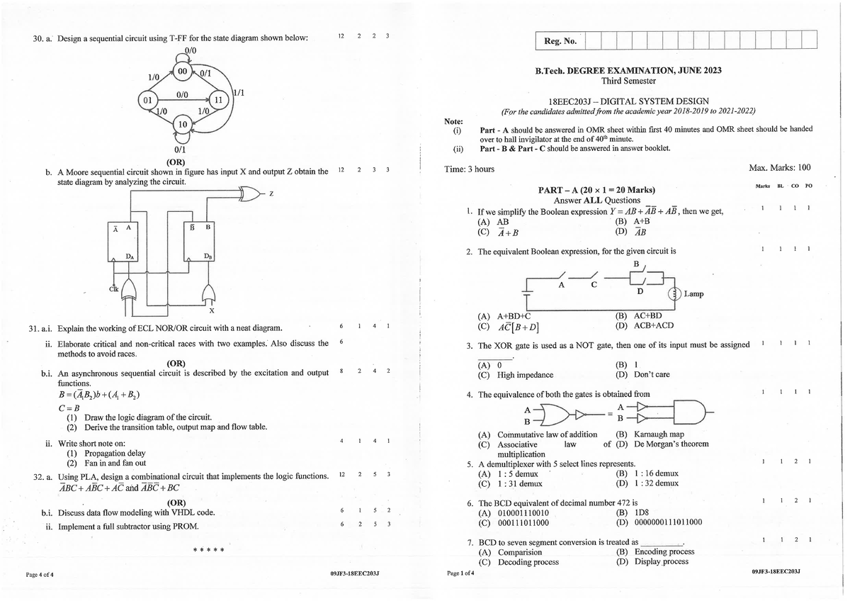 DLD JUNE23 - JUNE 2023 QUESTION PAPER - Digital logic Design - Studocu
