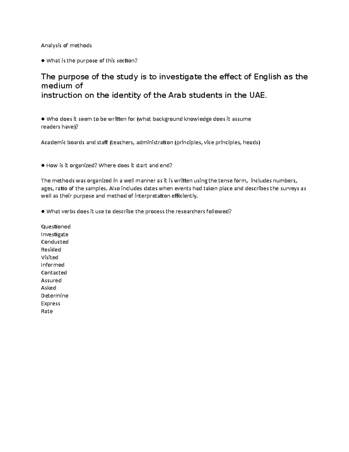 Alfaisal univeristy english 113 analysis of methods copy - Analysis of ...