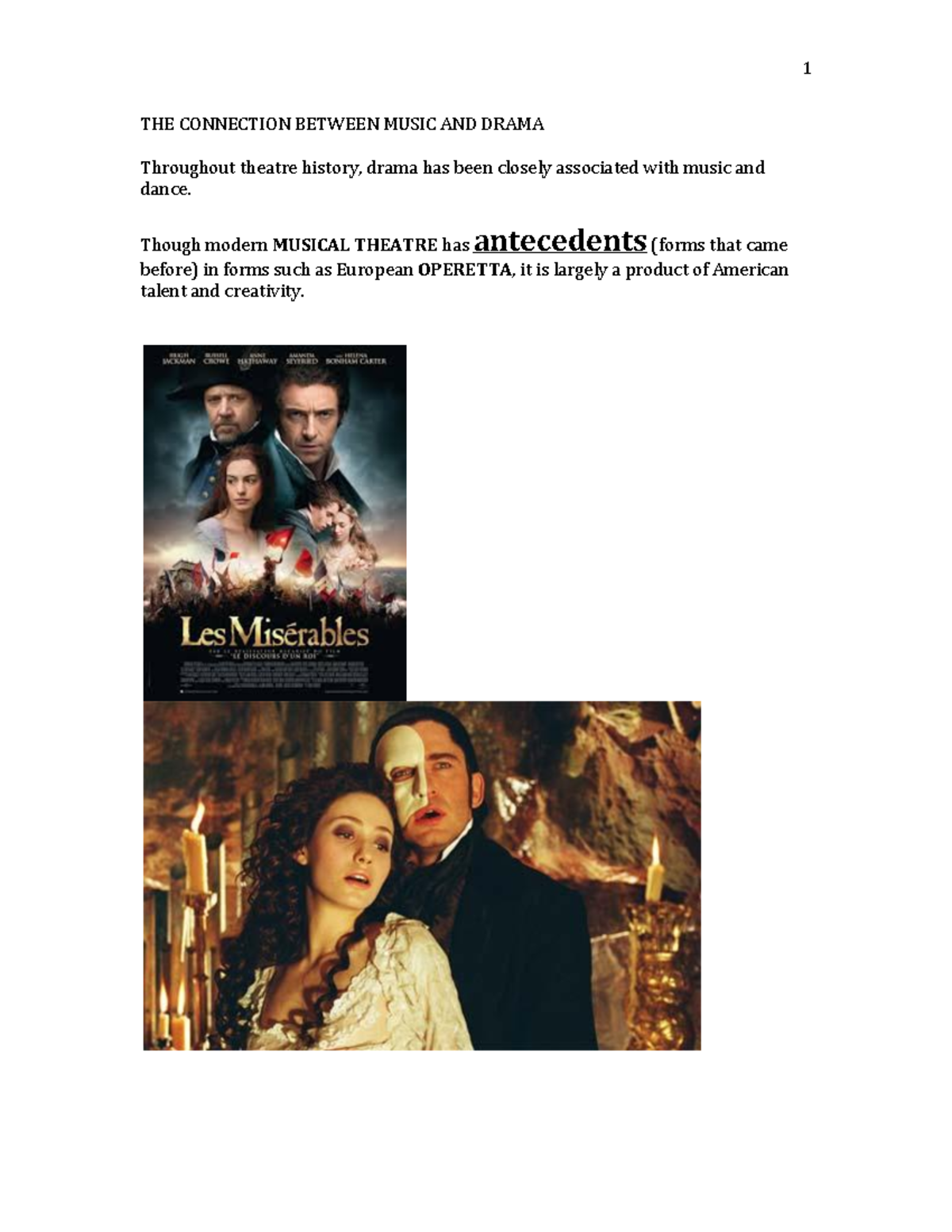 Chapter 12 class notes - THE CONNECTION BETWEEN MUSIC AND DRAMA ...