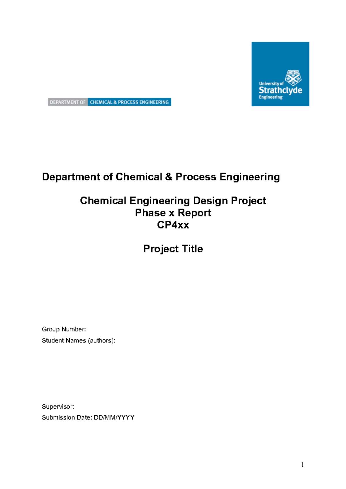 Project Design Template - 1 Department of Chemical & Process ...