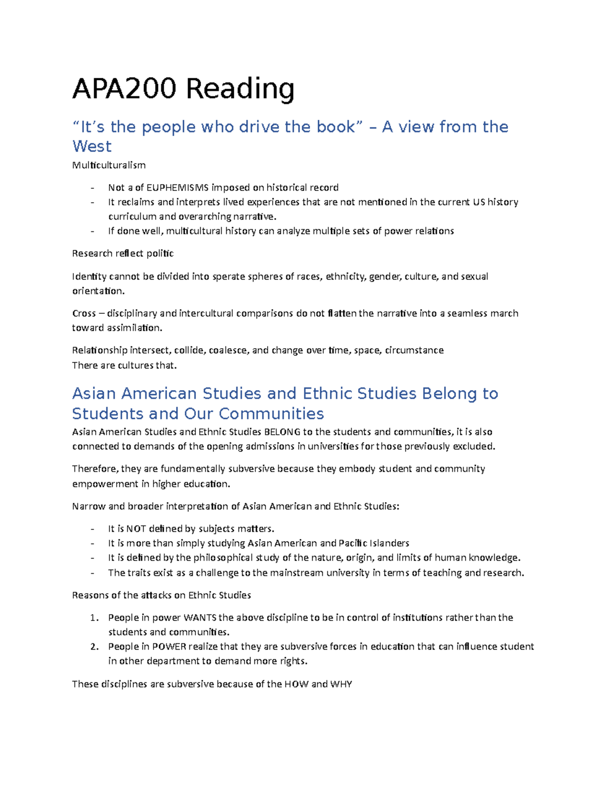 APA200 Reading - Lectures Note from Lecture Videos - APA200 Reading “It ...