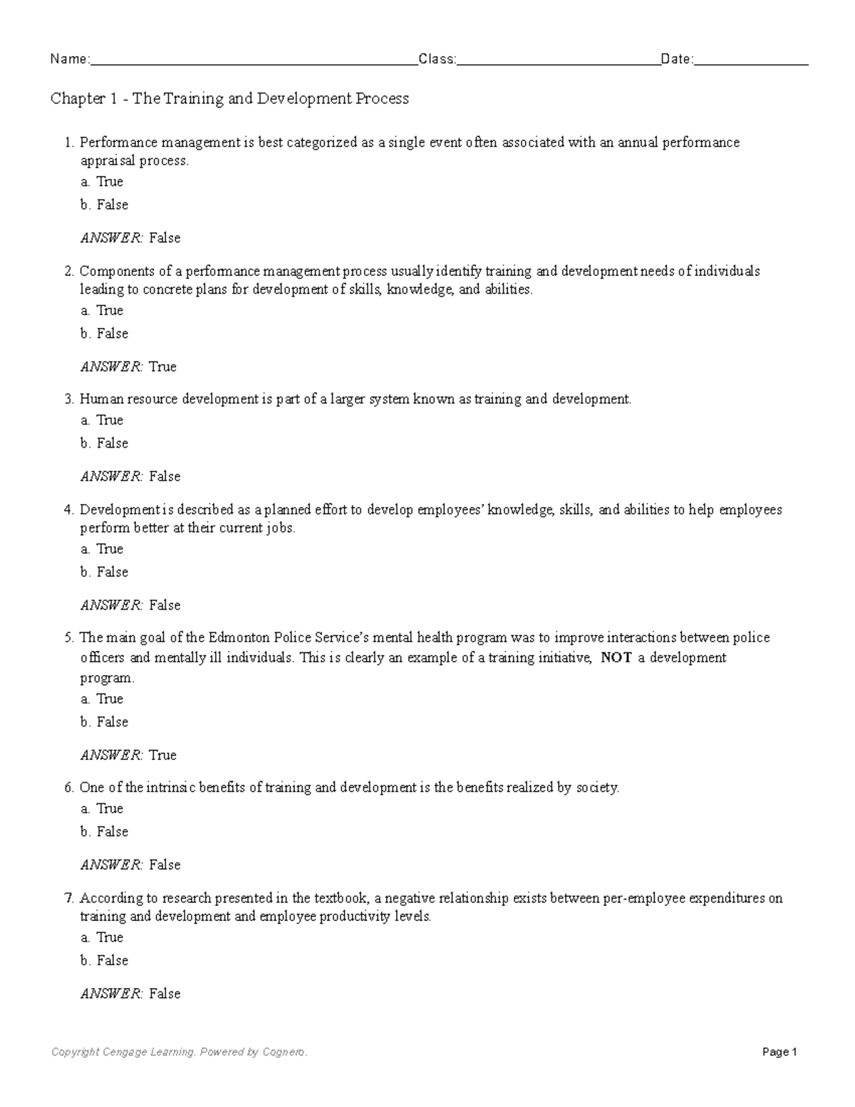 TEST 07 15 June 2018, questions and answers - Name: Class: Date ...