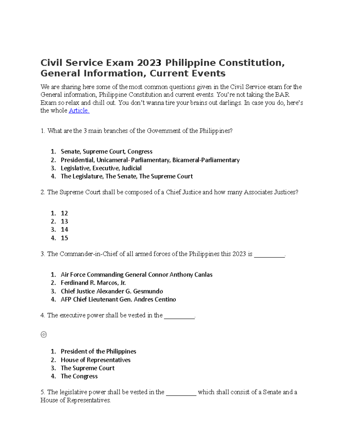 Civil Service Exam 2023 - 11162023 - Civil Service Exam 202 3 ...