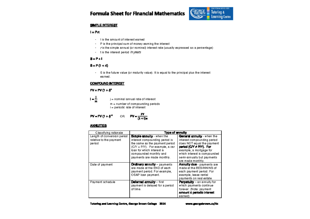 Financial mathematics course capital equivalence discount - I is the ...