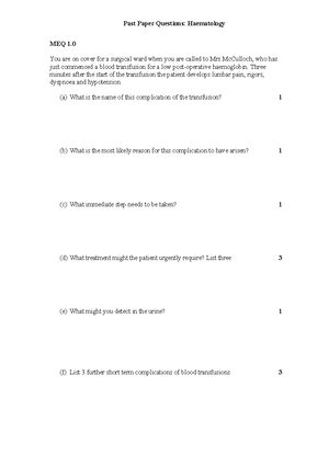 Pharmacology questions - Past Paper Questions: Pharmacology EMQ 1 ...